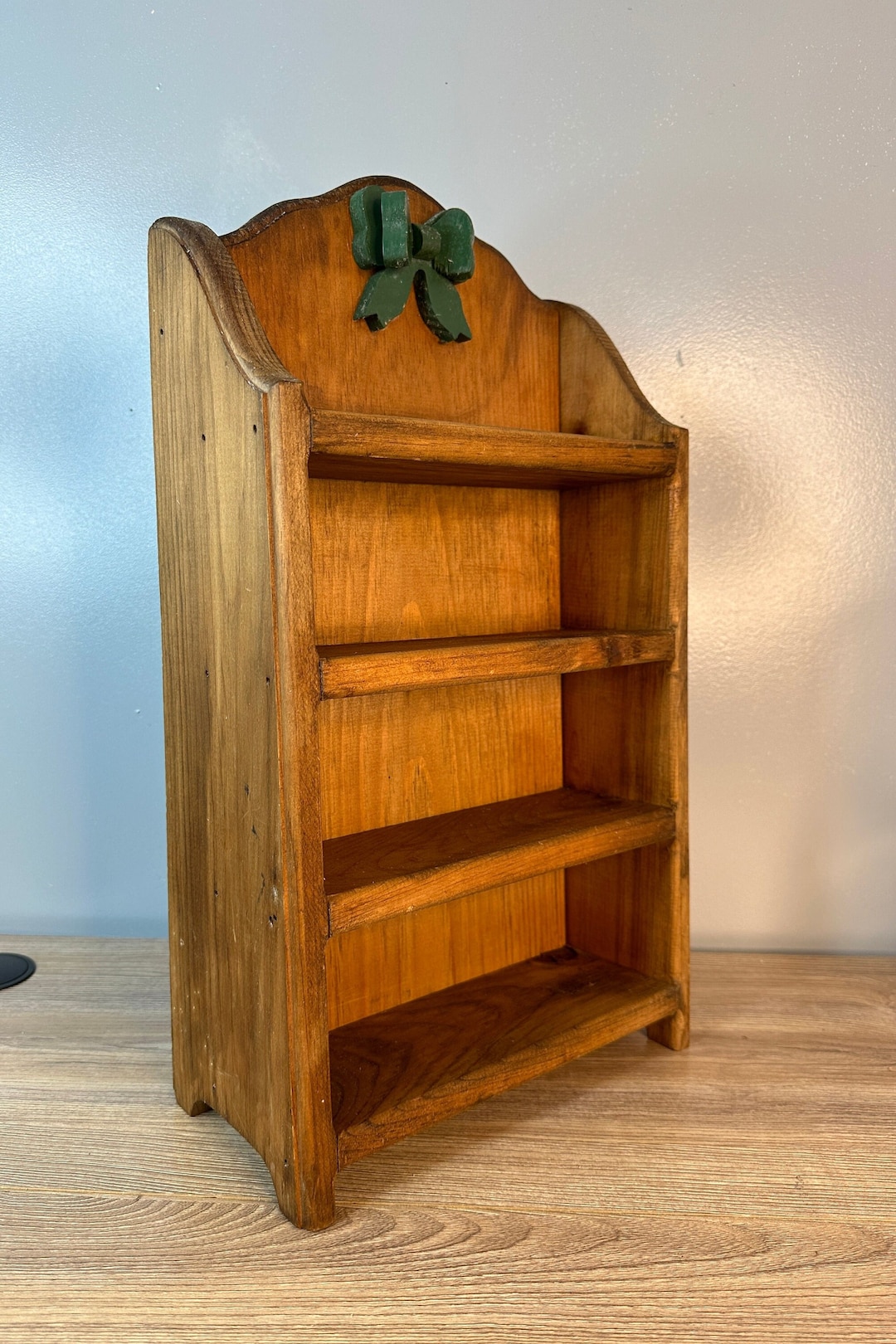 Vintage Rustic Green Bow Modern Pine Wood Shelf Shelves Art Display ...