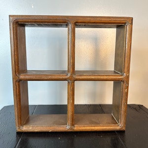 Vintage Dark Wood Square Cube Abstract Mid Century Modern Shelf Shelves ...