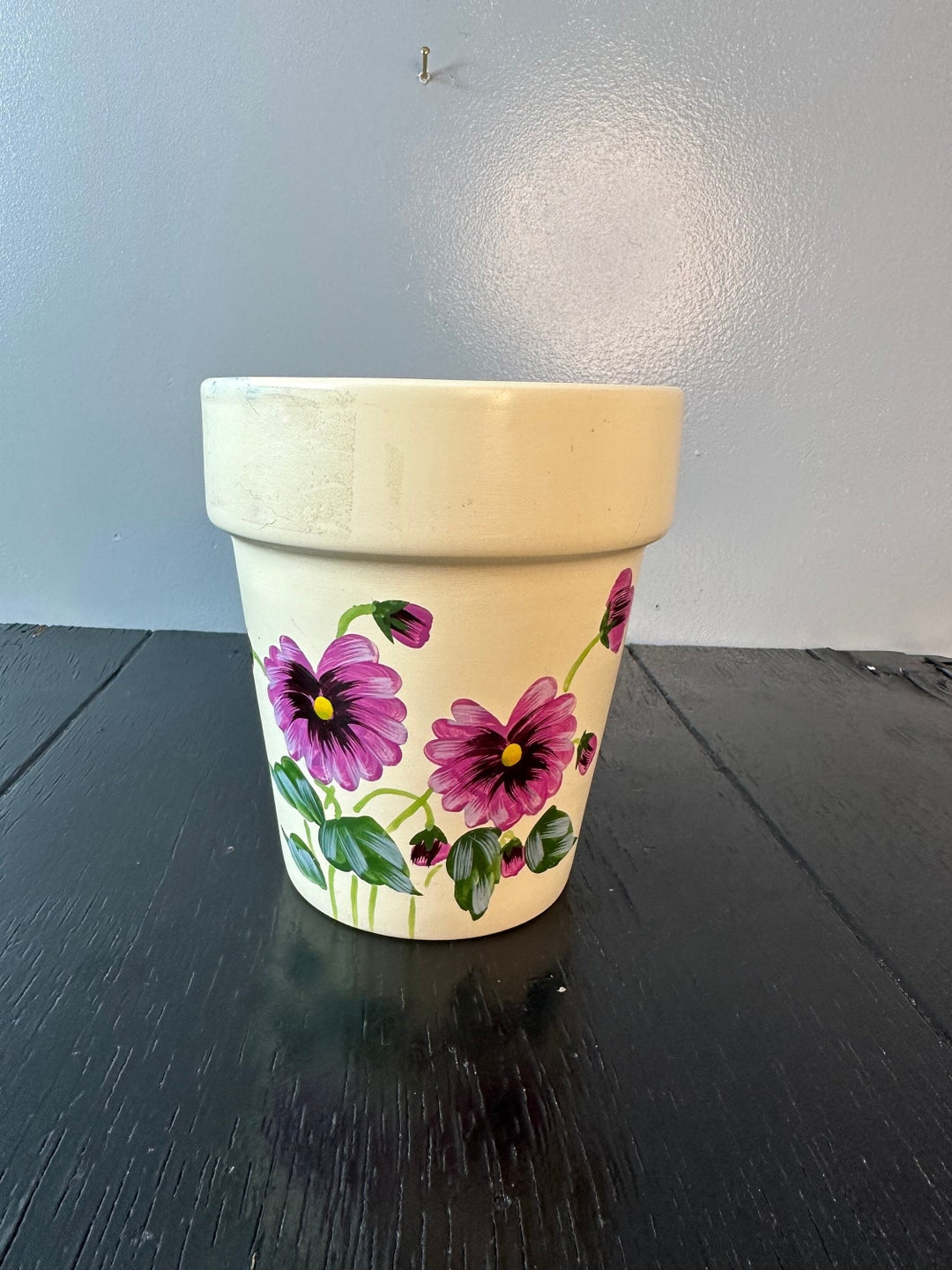 Vintage Purple Flowers MOD Mid Century Pottery Planter Pot Succulent ...