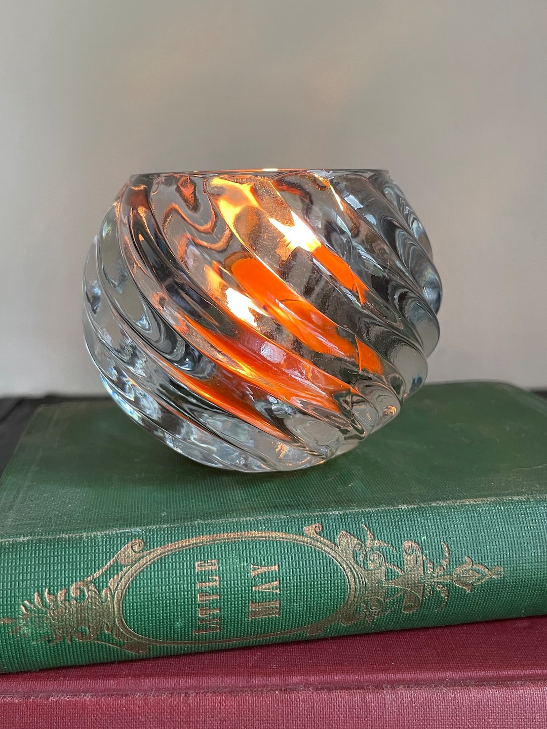 Vintage Fairy Lamp Cut Lead Crystal Clear Glass Votive Tea Light Candle ...