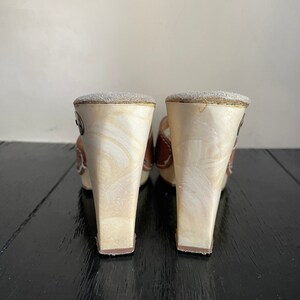 Vintage Rapallo Heels 8 1970s Italian Italy Leather Brown Faux Wood ...