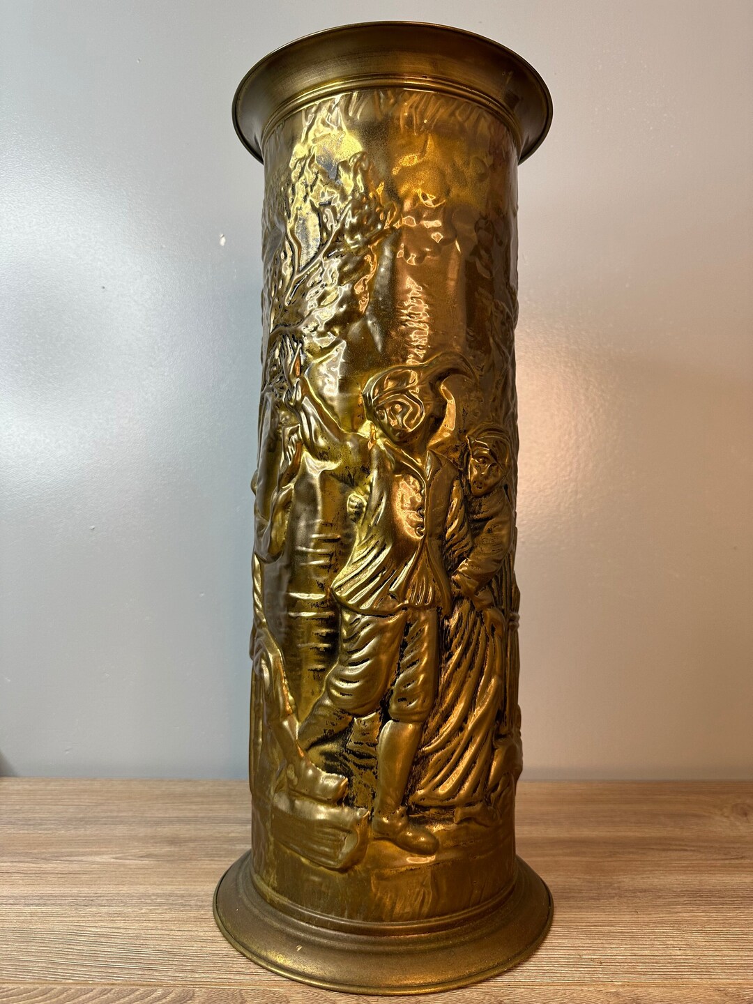 Vintage Mid 20th Century Brass Gold English Repousse Umbrella Cane ...