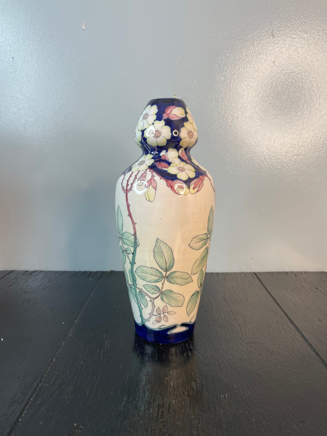 Antique Firenze Vase Mantel Pottery Glazed Hand Painted Florence Italy ...