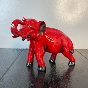 Vintage Antique Red 1930s Royal Doulton Flambe "elephant With Trunk ...