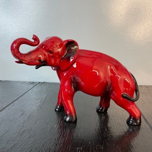 Vintage Antique Red 1930s Royal Doulton Flambe "elephant With Trunk ...