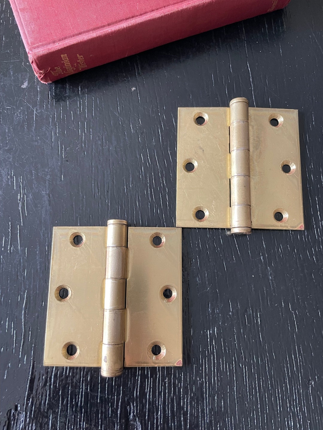 Vintage Set Two Pair Corbin Five Knuckle Gold Brass Butt Cabinet Hinges Antique Door Cabinet ...