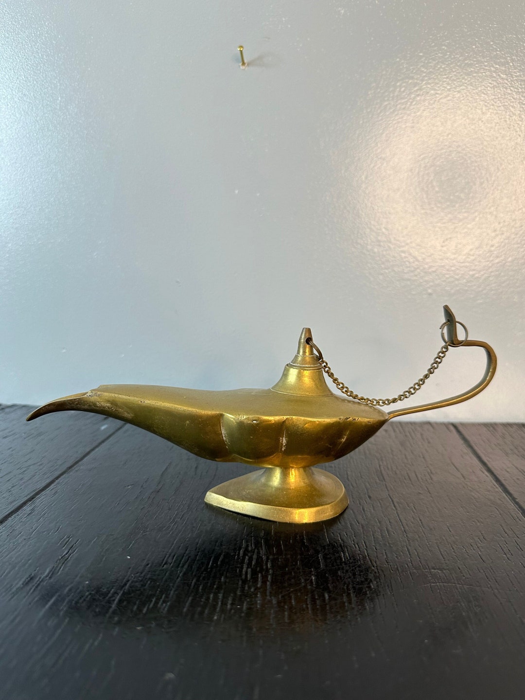 Vintage Brass Gold Genie Lamp Vase Planter Detail Beautiful Clamshell ...