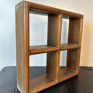 Vintage Dark Wood Square Cube Abstract Mid Century Modern Shelf Shelves ...