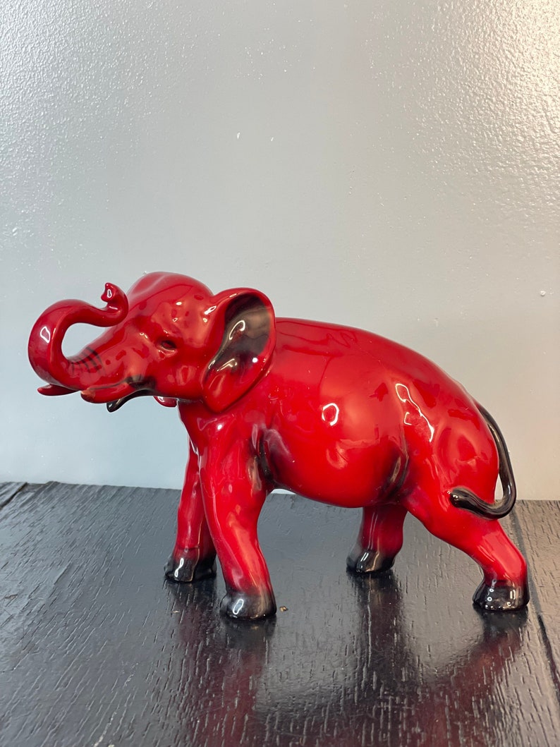 Vintage Antique Red 1930s Royal Doulton Flambe "elephant With Trunk ...
