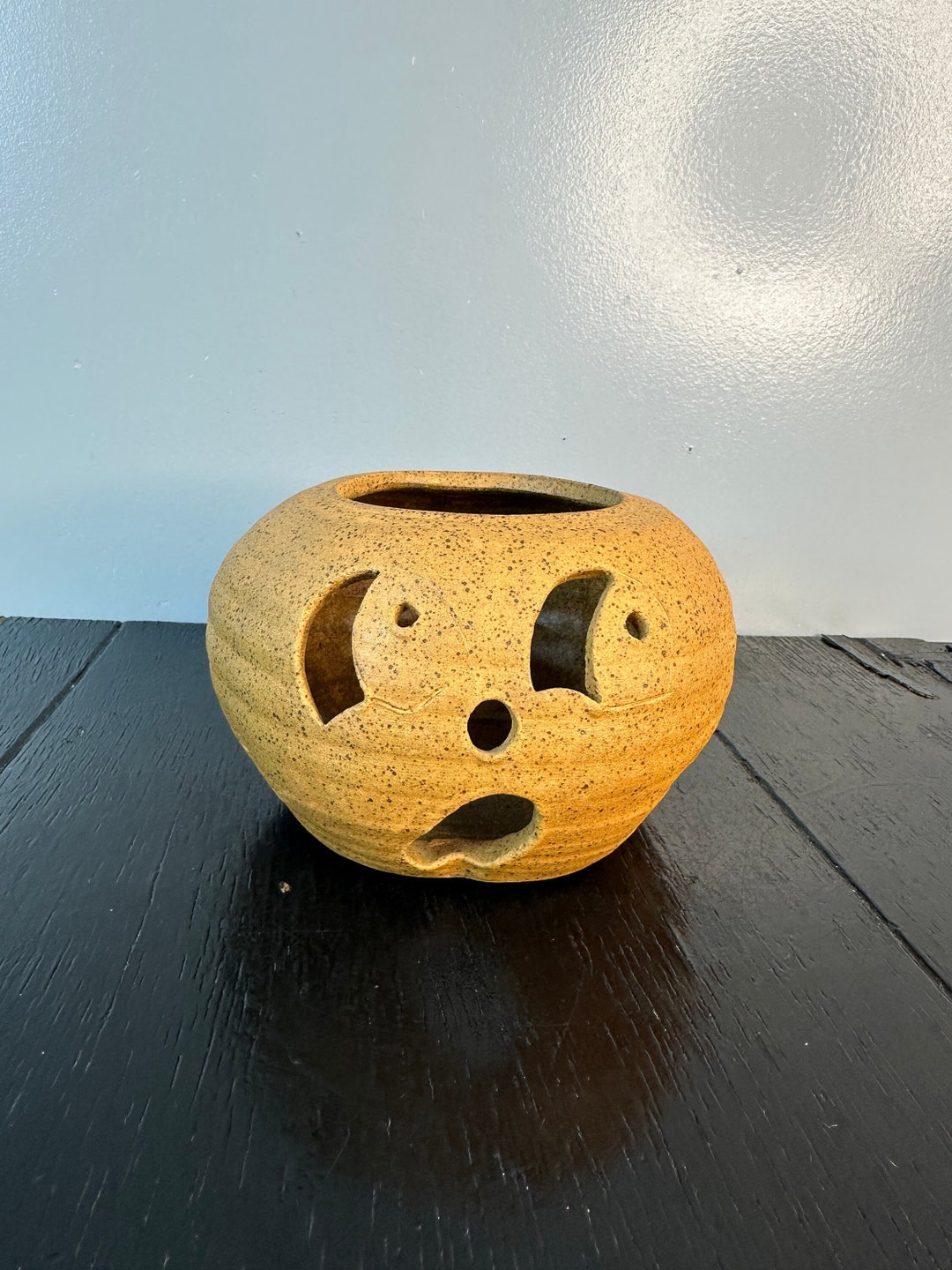 Vintage Pottery Beige Stoneware Pumpkin Decorative Sturtevant Jack O ...