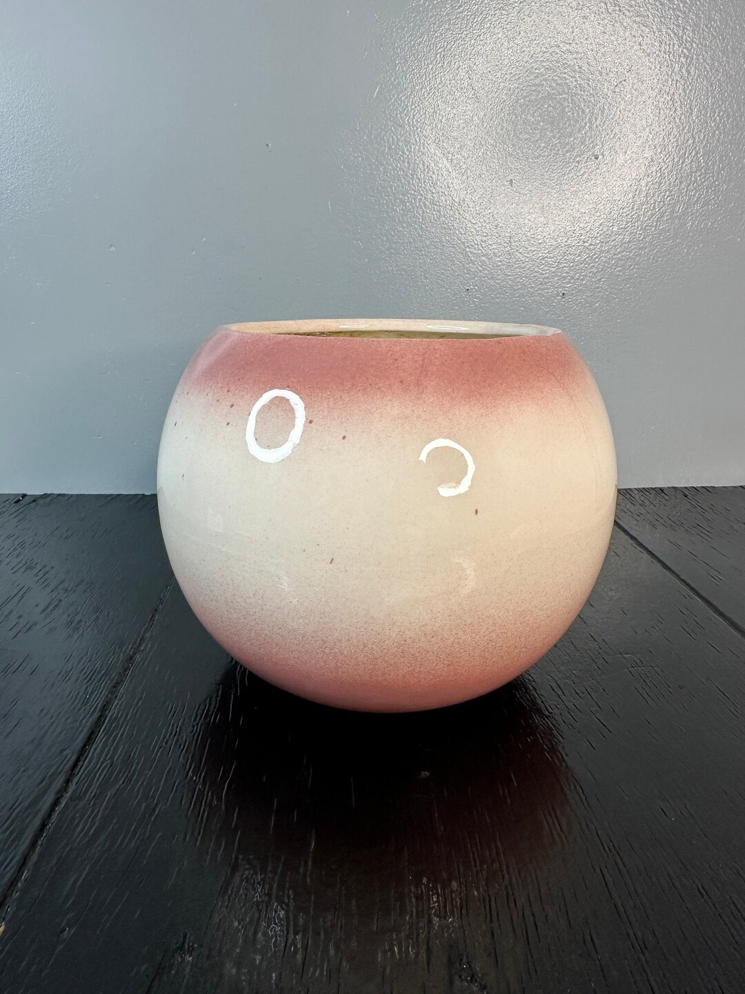 Vintage 5.5" Pink Maroon White Arners Sphere Drip Glaze Ceramic Pot ...