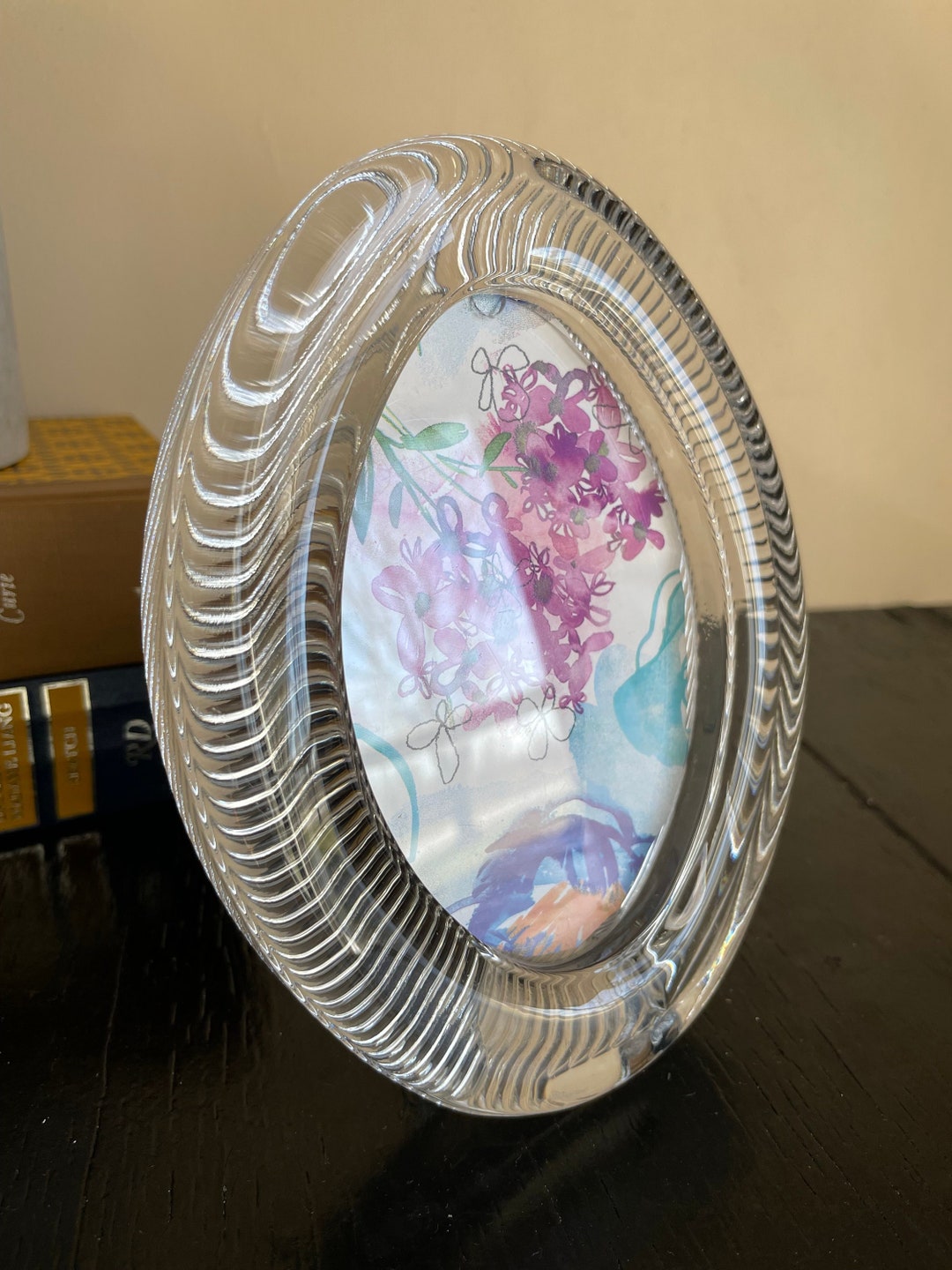 Vintage Mikasa Striped 4x3 Oval Stripe Frame Picture Glass Art Deco ...