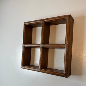 Vintage Dark Wood Square Cube Abstract Mid Century Modern Shelf Shelves ...