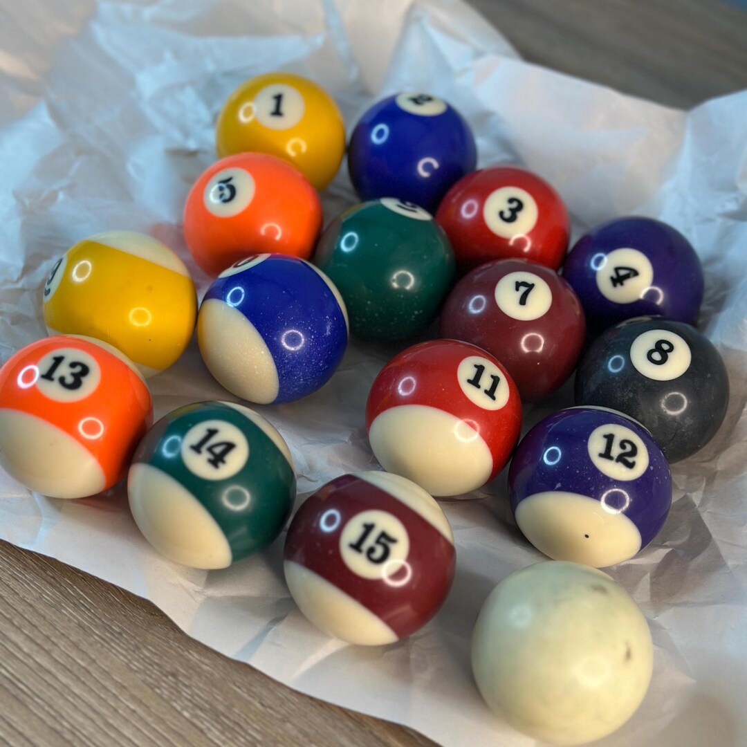 Vintage Set Billiard Pool Balls Craft Replacement Table Game Complete ...