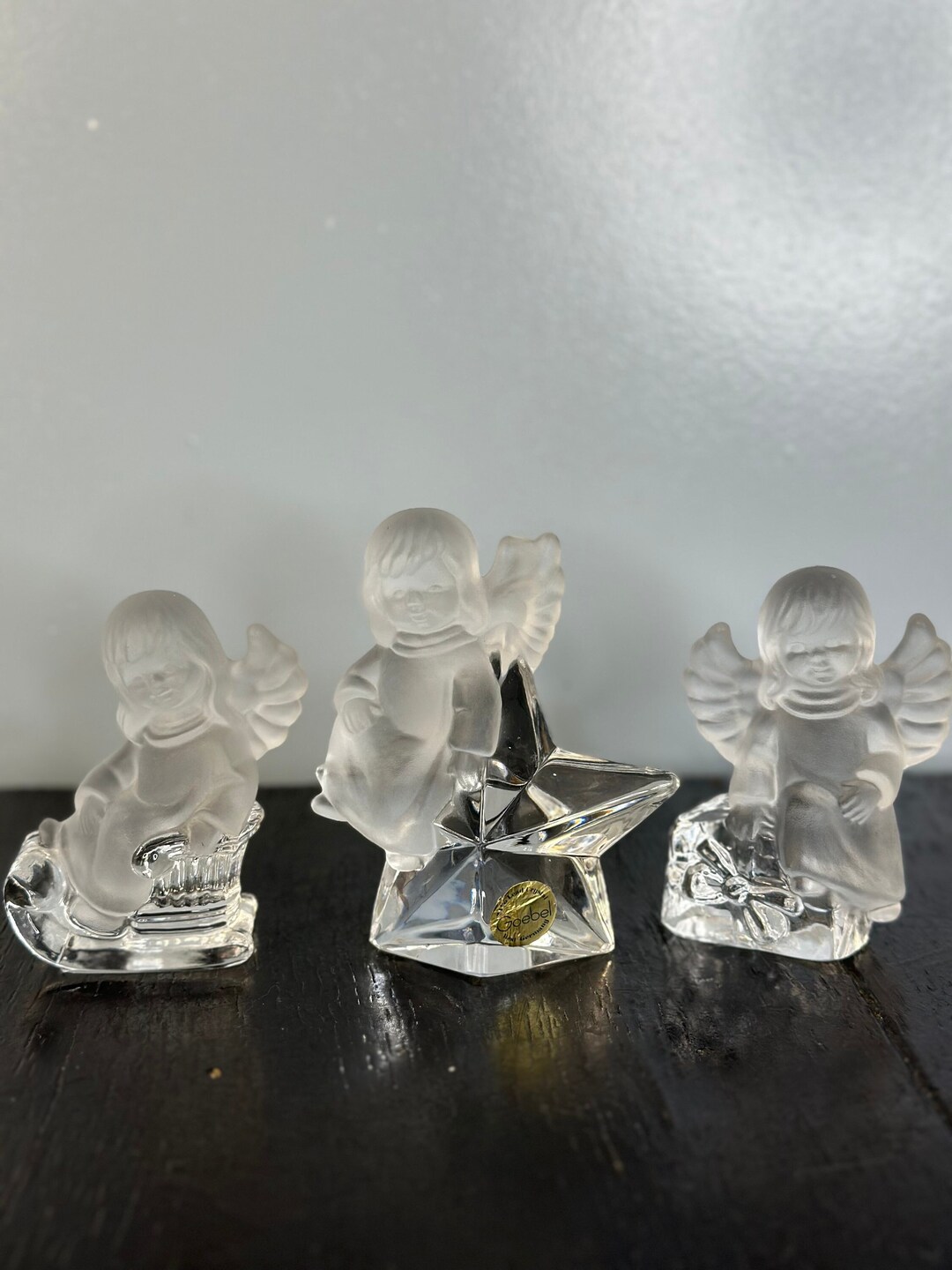 Vintage Set of Three Goebel 1981 M.J. Hummel Crystal Angel Cherub Girl ...