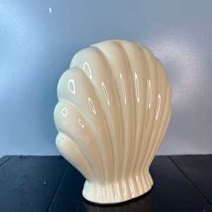 Vintage Large Ceramic Beige White Conch Shell Vase Planter Beautiful ...