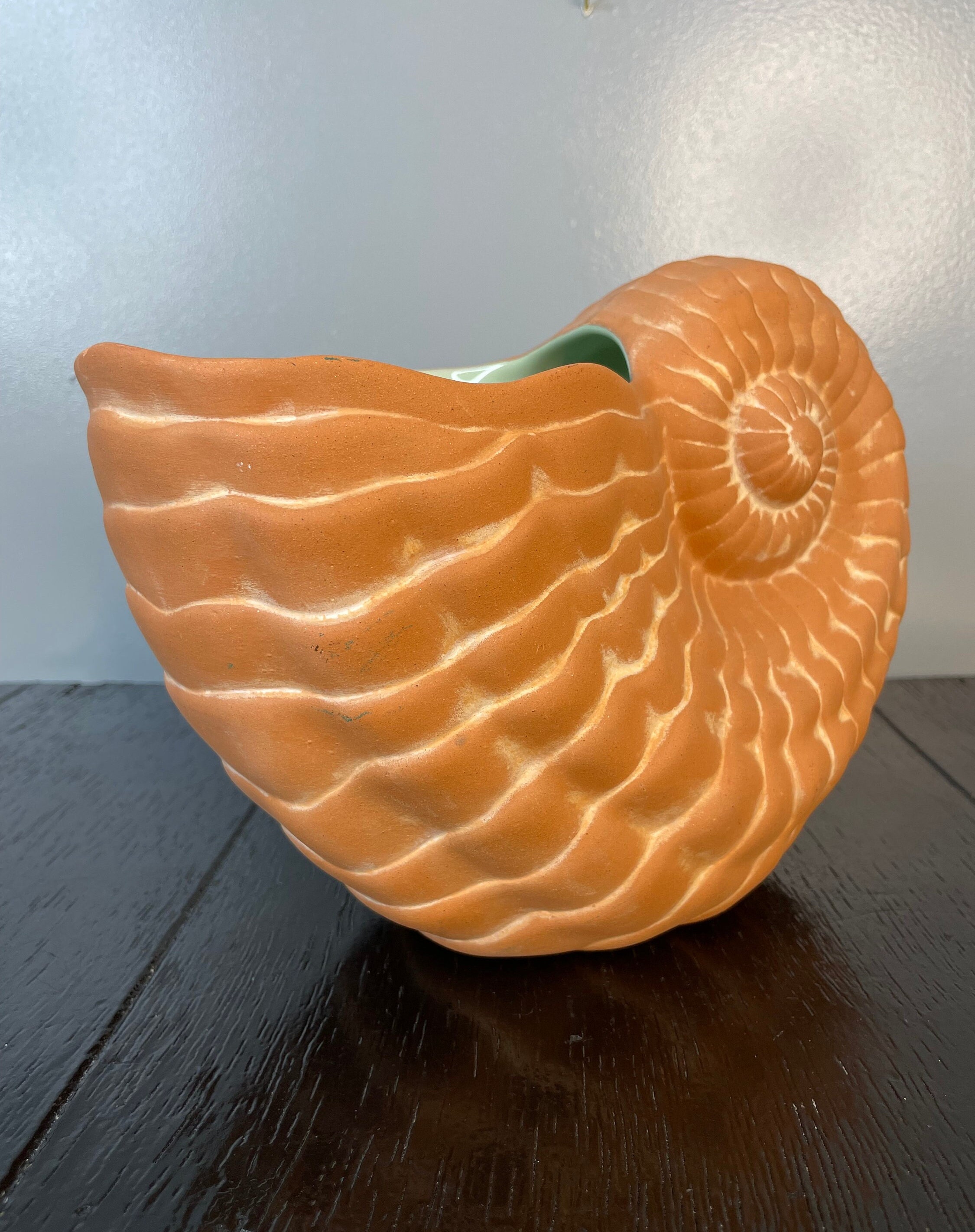 Vintage Terracotta Nautiluses Ammonite Shell Vase Planter Detail ...