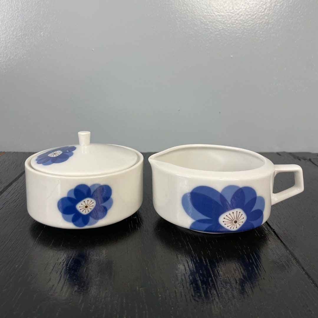 RARE Vintage Indigo Moon China Creamer Sugar Cream Pair Dinnerware Set ...