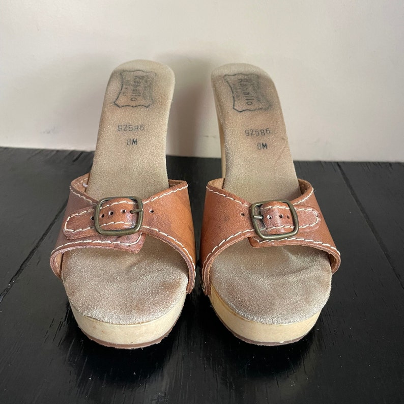 Vintage Rapallo Heels 8 1970s Italian Italy Leather Brown Faux - Etsy