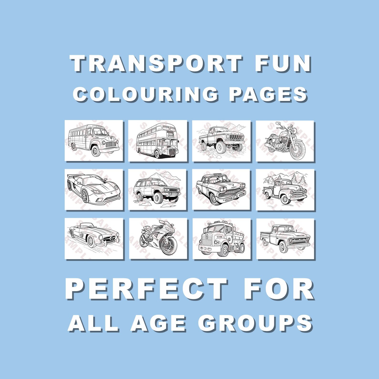 Transport Colouring in Pages Cars Bikes Trucks Buses Coaches Great Fun ...