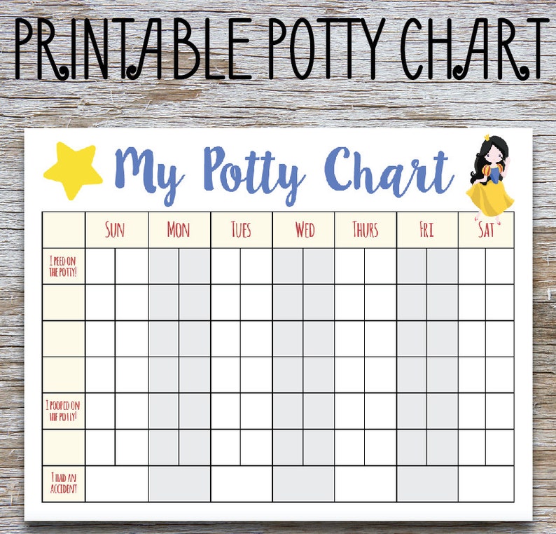 Girls Printable Potty Chart, Princess Potty Chart, Pink Potty Chart ...