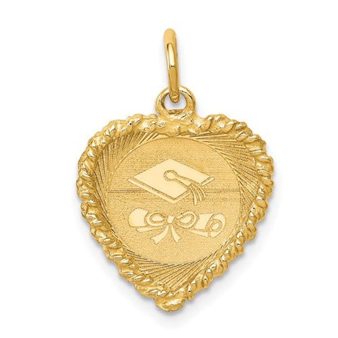 Million Charms 14k Yellow Gold Heart Shaped Graduation Cap & Diploma ...