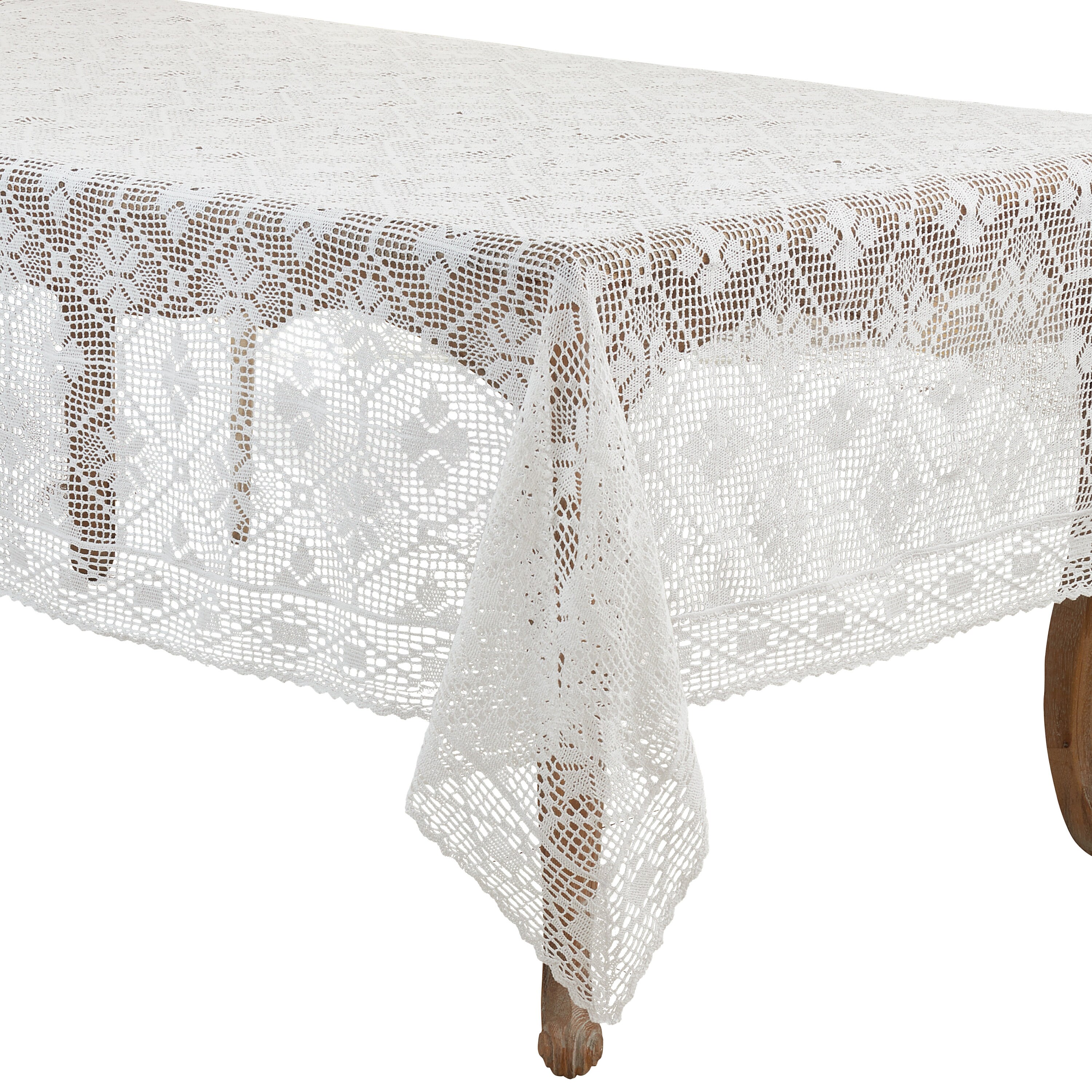 Vintage Style Retro Classic Fancy White Ecru Crochet Tablecloth in ...