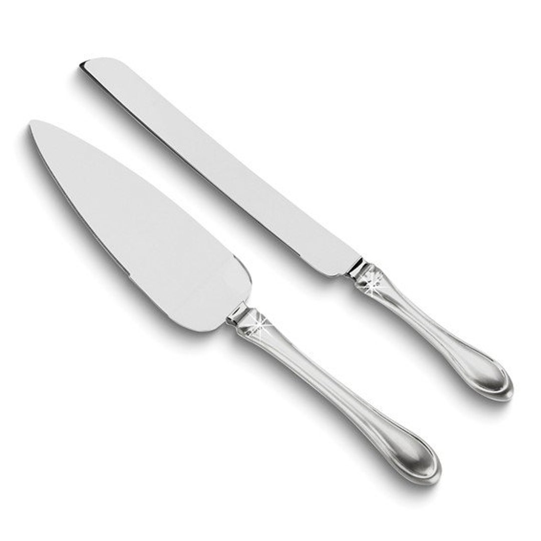 Satin & Polished Silver-tone Knife and Server Set Wedding Anniversary ...