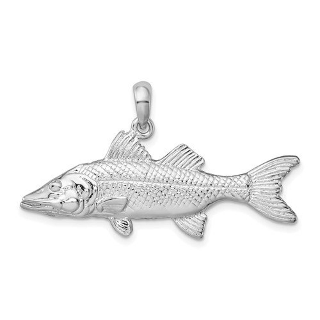 Fish Charm, 925 Sterling Silver Nautical Snook Fish Pendant, Father's ...