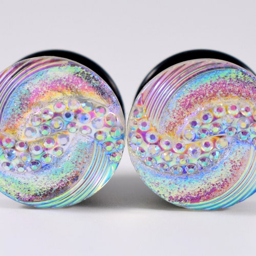 Plugs Clear AB Swirl Sparkle 9/16 In 5/8 in and 3/4 In - Etsy