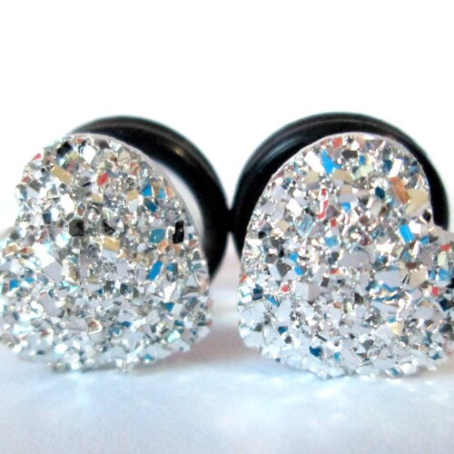 Plugs Sparkle Pale Pink Druzy Heart 2g 0g 00g - Etsy