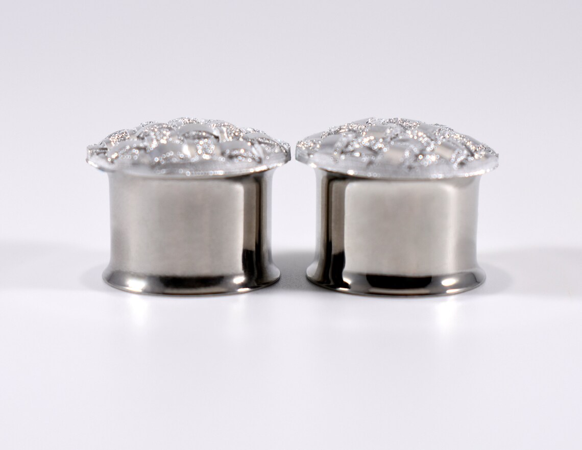 Plugs - Silver Cross Hatch Weave 9/16 In, 5/8 in and 3/4 In - Etsy