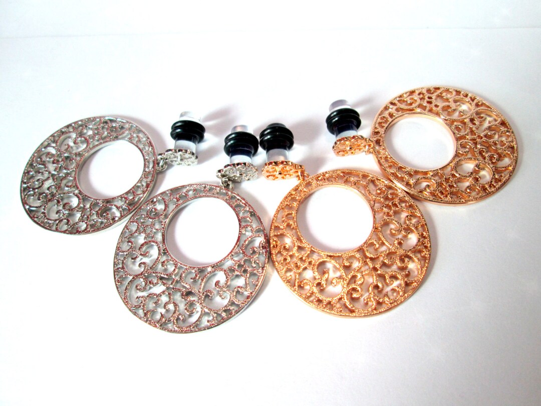 Gold or Silver Moon Disc Dangle Plugs (4g, 2g, 0g) - Etsy