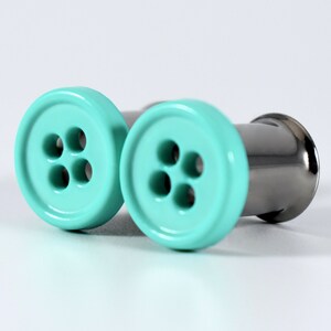 Plugs - Aqua Turquoise Blue Button 2g, 0g, and 00g - Etsy