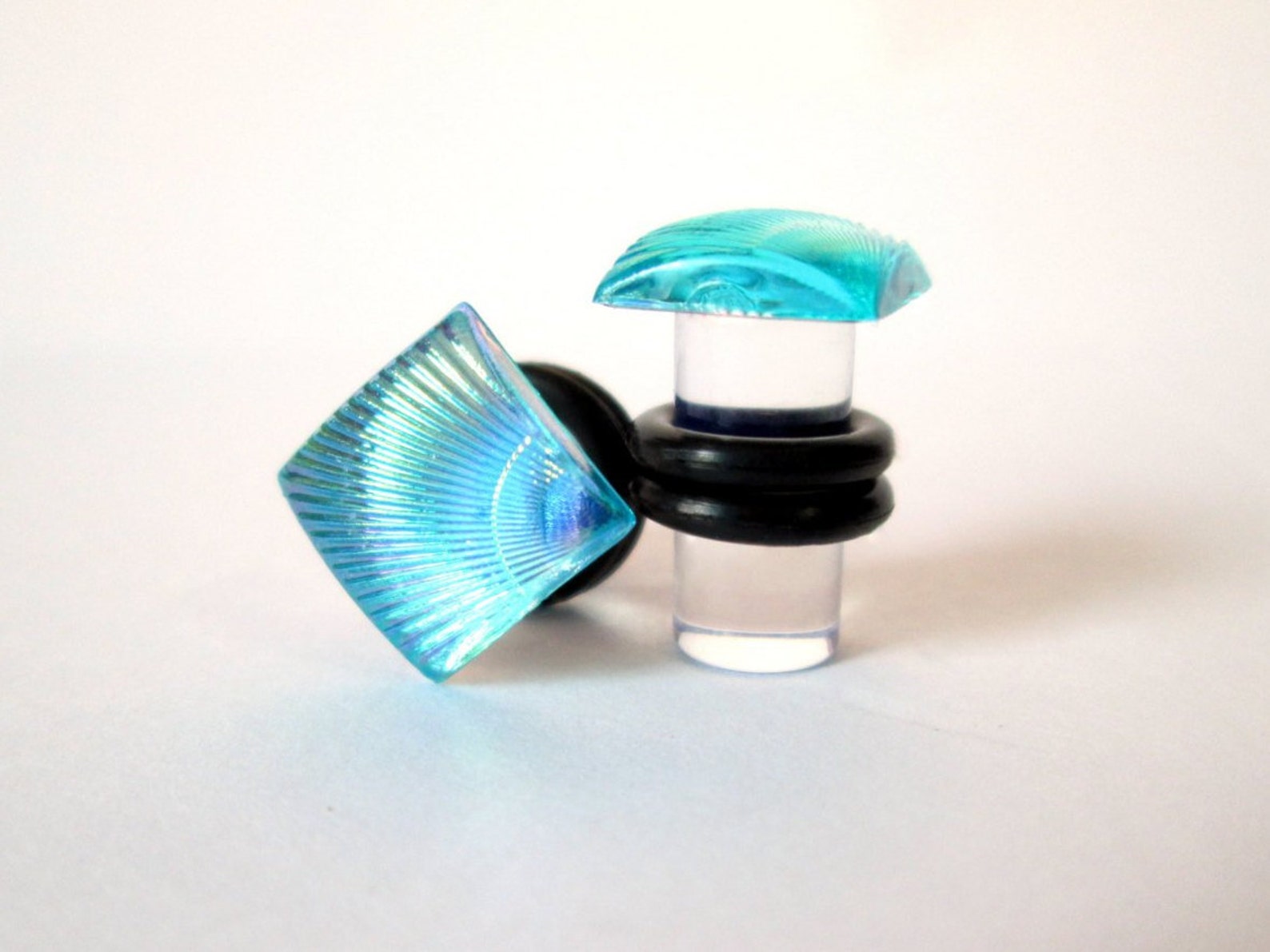 Plugs - Aqua Blue Fish Fin Mermaid Square 4g, 2g, and 0g - Etsy