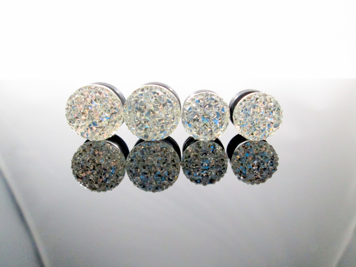 Plug Earrings - Clear Frozen Ice Sparkle Faceted Gem Plugs - 2g, 0g ...