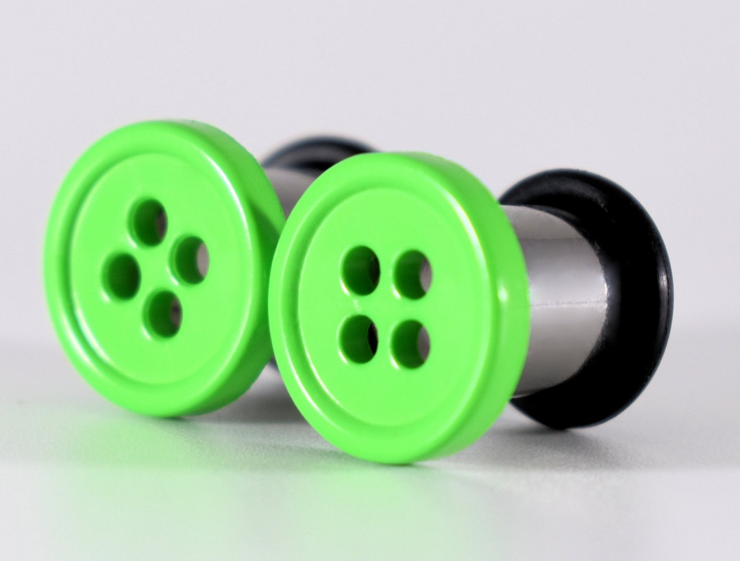 Plugs - Bright Green Button Plugs - 2g, 0g, and 00g. - Etsy