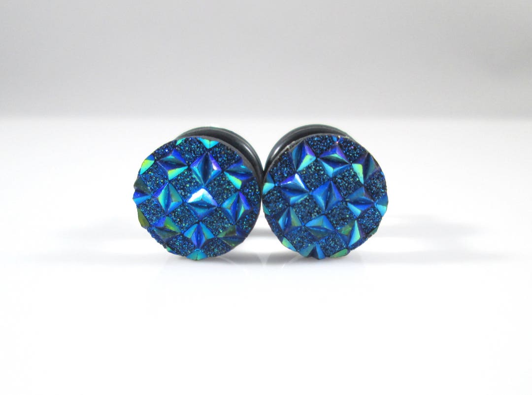 Plugs - Dark Blue AB Finish Diamond Cut Plugs - 2g, 0g, and 00g - Etsy