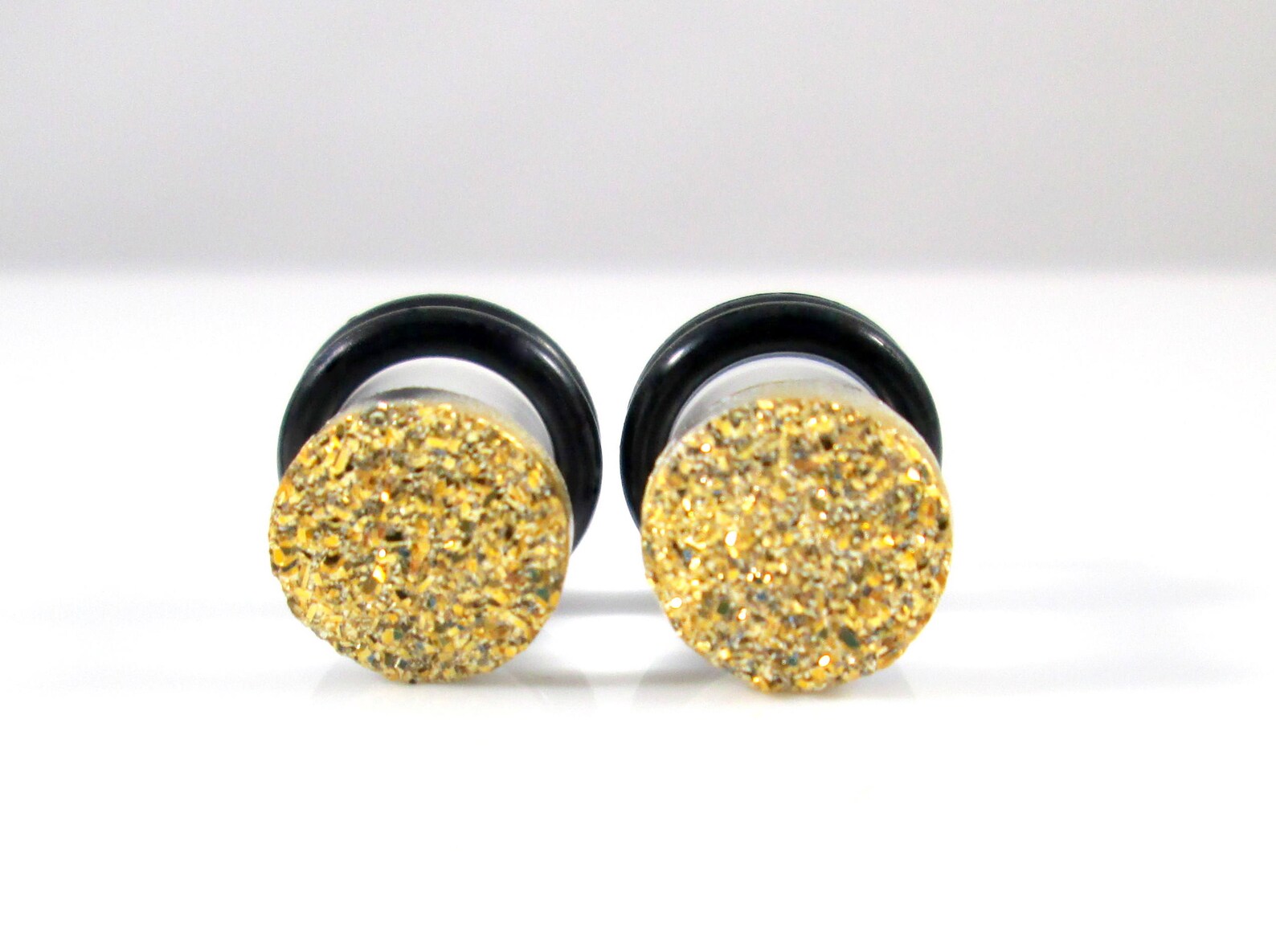 Plugs Metallic Gold Sparkle Faux Druzy 4g 2g and 0g - Etsy