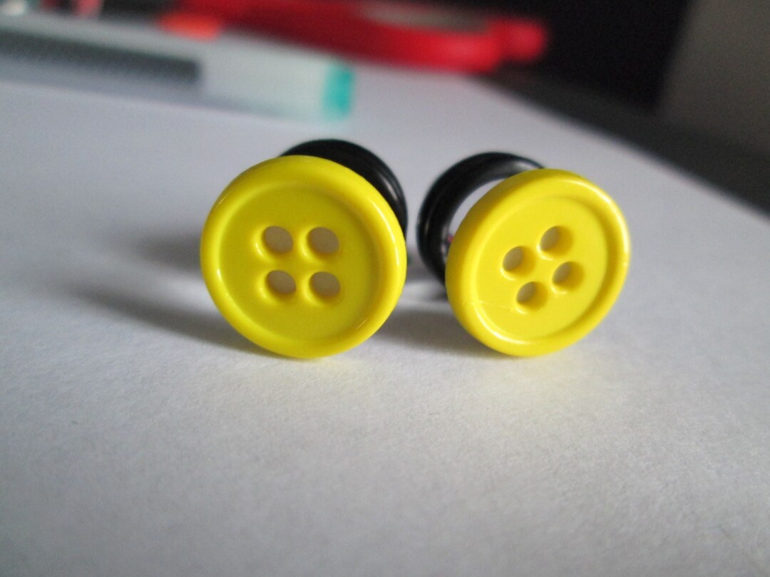 Plugs - Bright Yellow Button 2g, 0g, and 00g. - Etsy