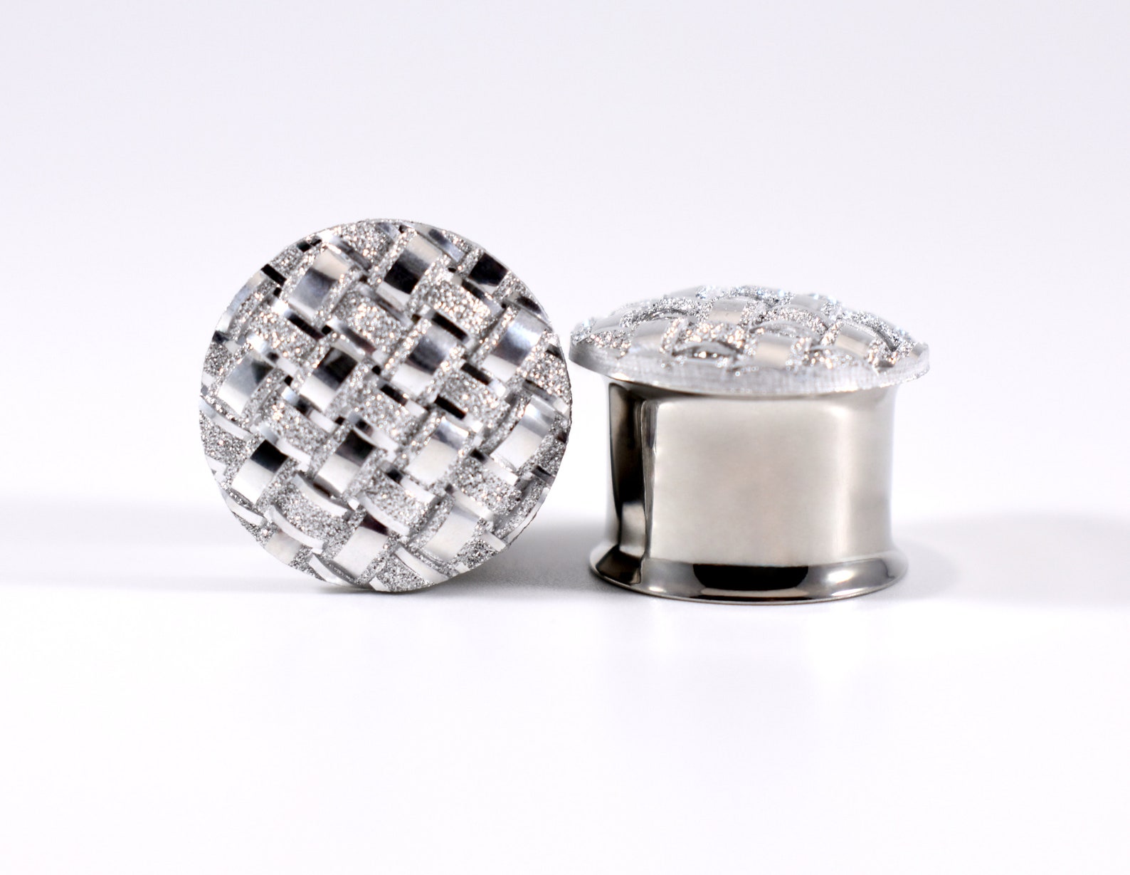 Plugs - Silver Cross Hatch Weave 9/16 In, 5/8 in and 3/4 In - Etsy
