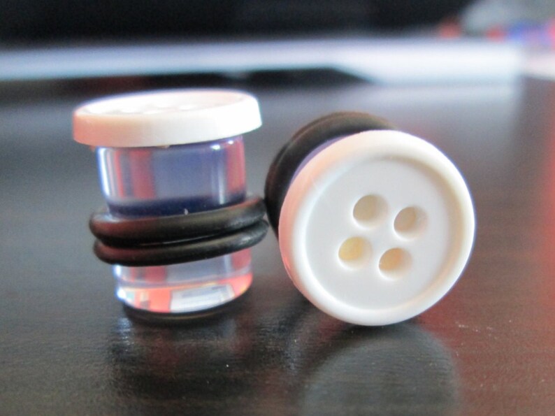 Plug Earrings Gauges Pure Bright White Button Plugs 2g - Etsy
