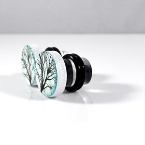 Plug Earrings Blue Turquoise Winter Tree 00g 7/16 In 1/2 - Etsy