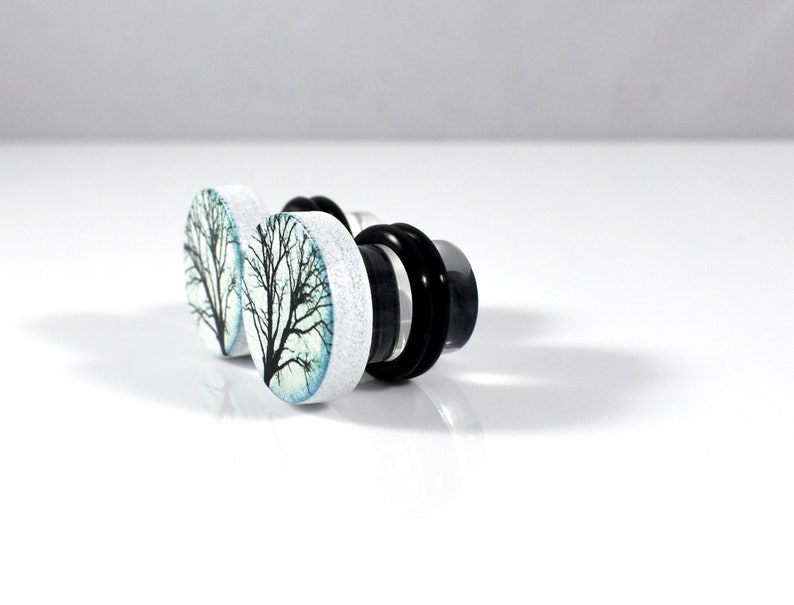 Plug Earrings Blue Turquoise Winter Tree Plugs 00g 7/16 - Etsy