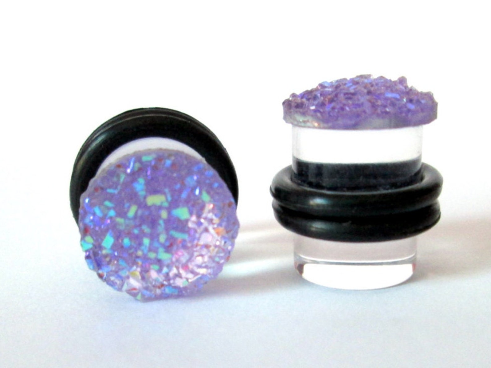 Plugs Lavender Purple Sparkle Druzy 2g 0g and 00g - Etsy