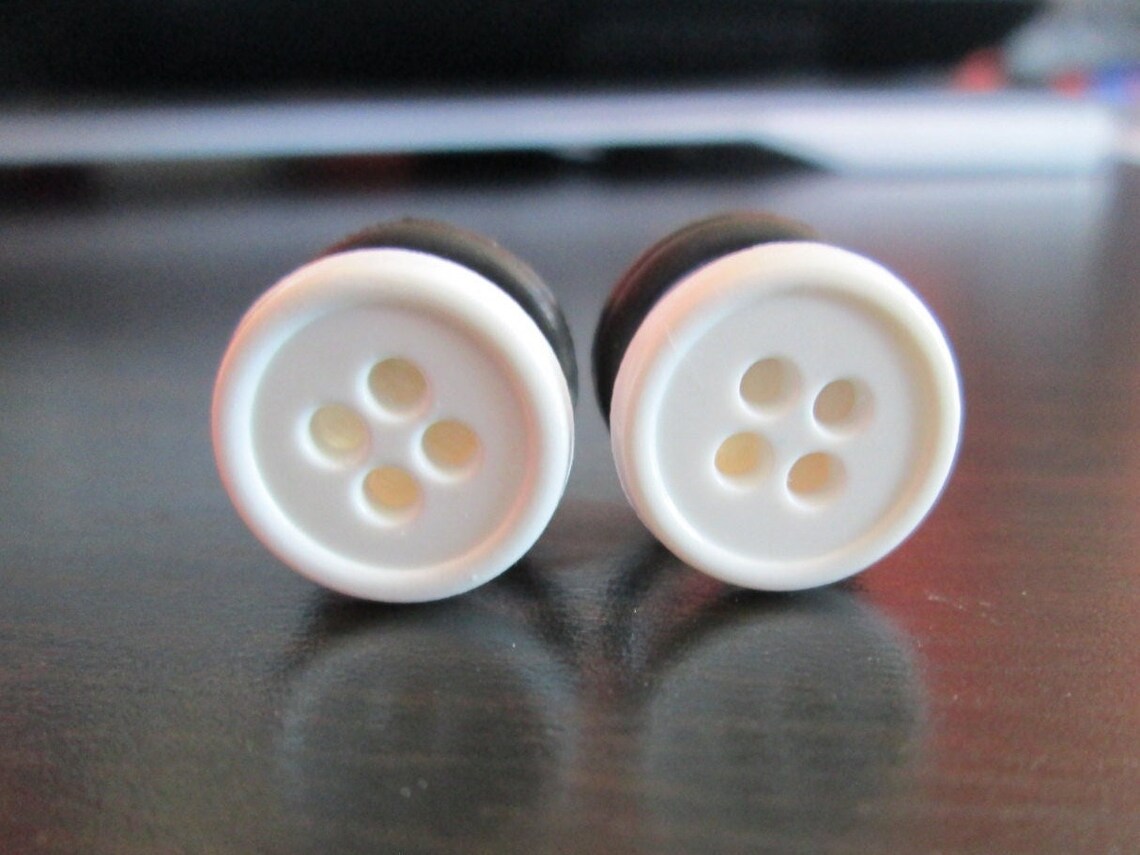 Plug Earrings Gauges Pure Bright White Button Plugs 2g - Etsy