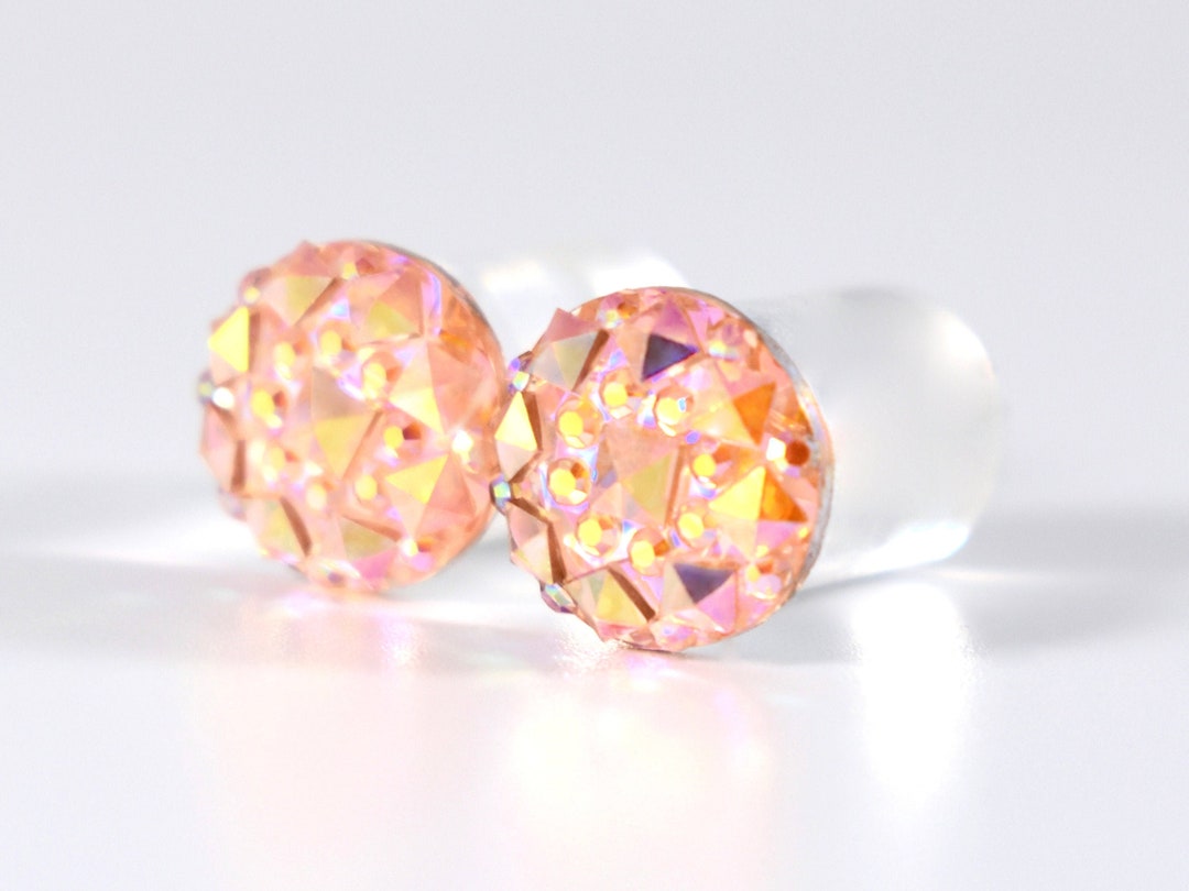 Plugs - Peach Geometric Sparkle Druzy 4g, 2g, 0g - Etsy