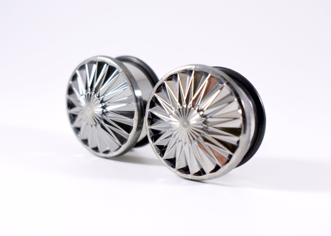 Dark Silver Fan Pin Wheel Plugs: 7/8 in & 1 Inch - Etsy