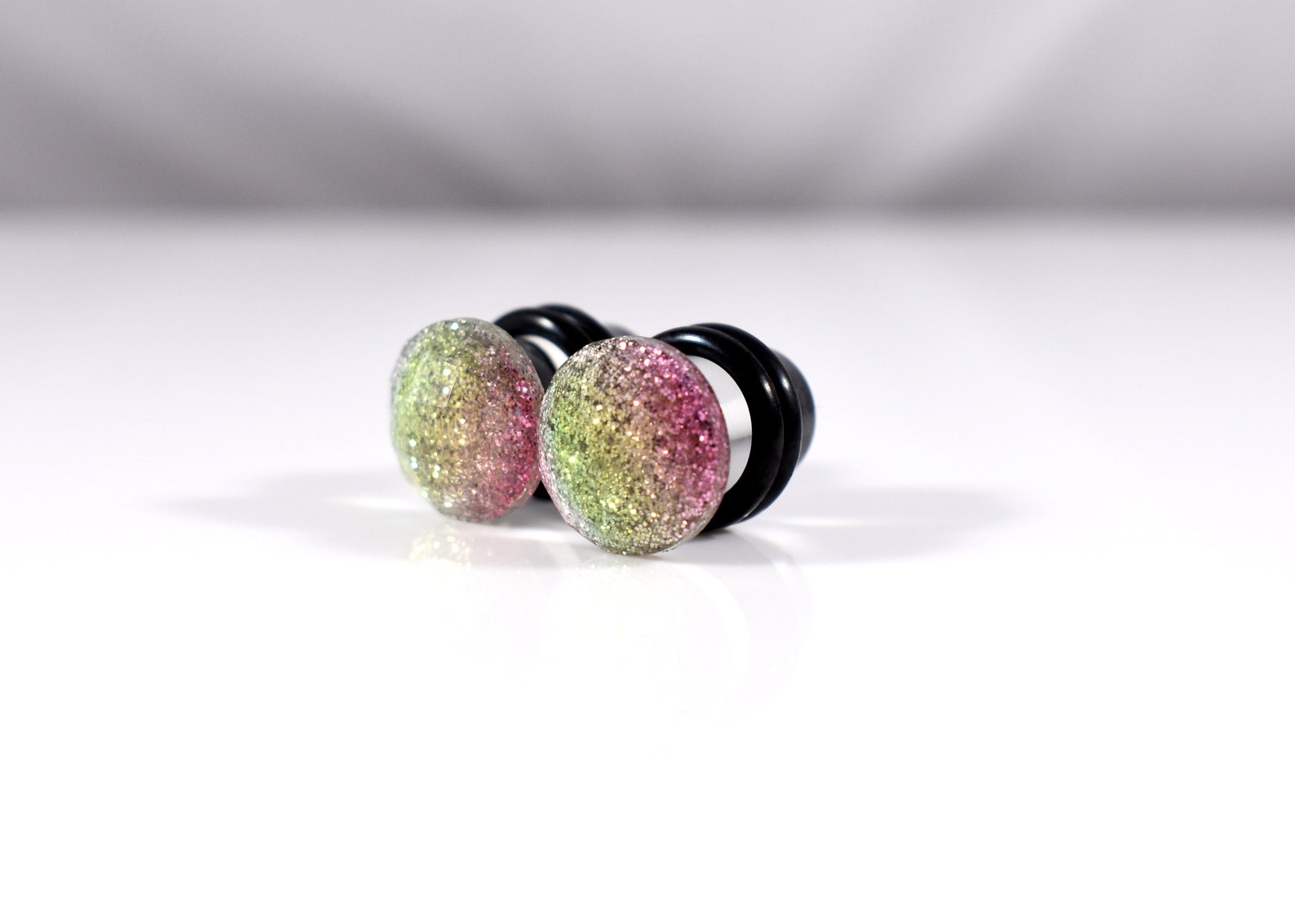Plugs - Faceted Pink to Green Fade Glitter 2g, 0g, and 00g - Etsy