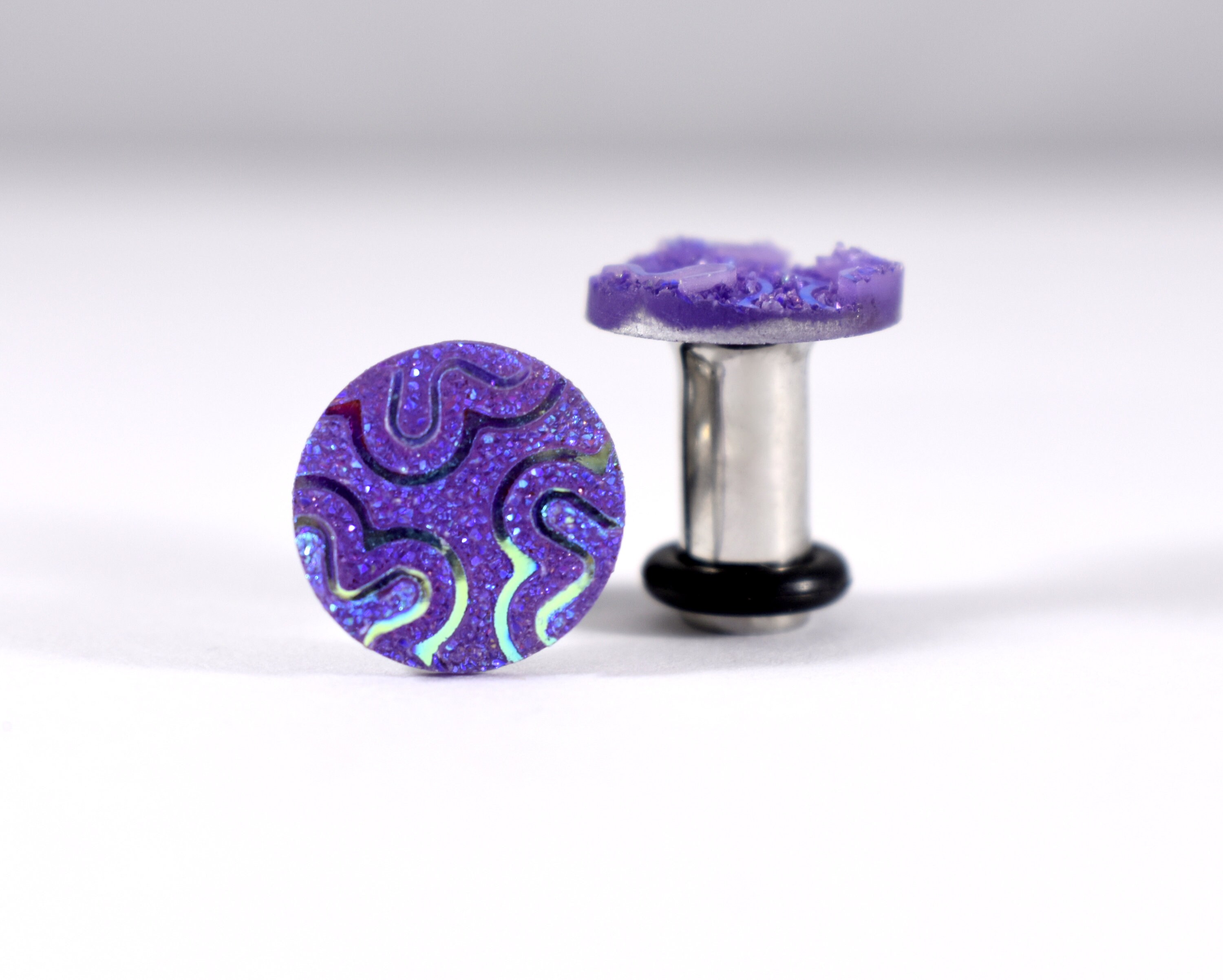 Gauges - Purple Violet Glitter Sparkle Flower Druzy 4g, 2g, and 0g - Etsy